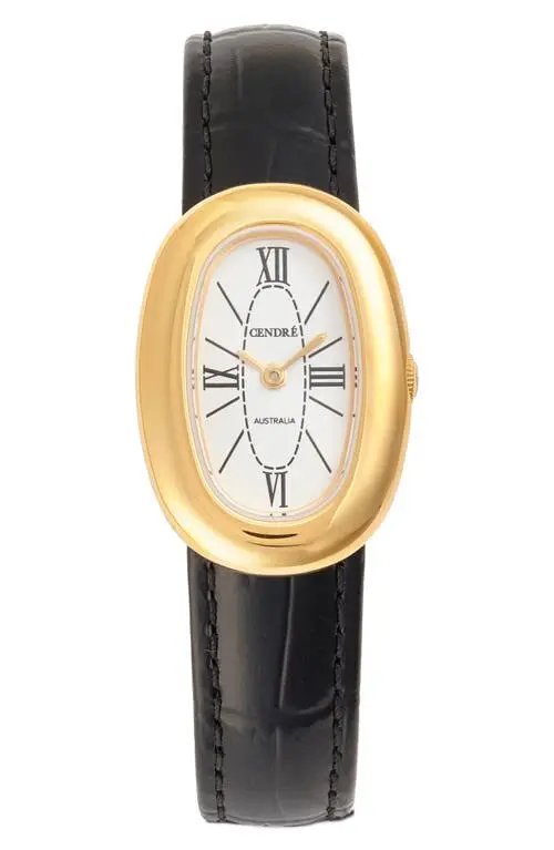 CENDRE Bridgette Leather Strap Watch - White/black Croc/gold