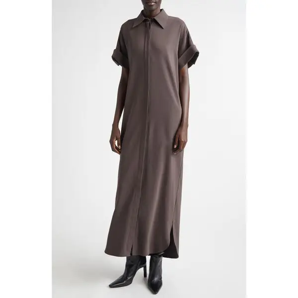Brandon Maxwell The Emory Stretch Cotton Blend Shirtdress - Truffle