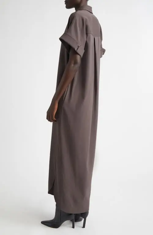 Brandon Maxwell The Emory Stretch Cotton Blend Shirtdress - Truffle