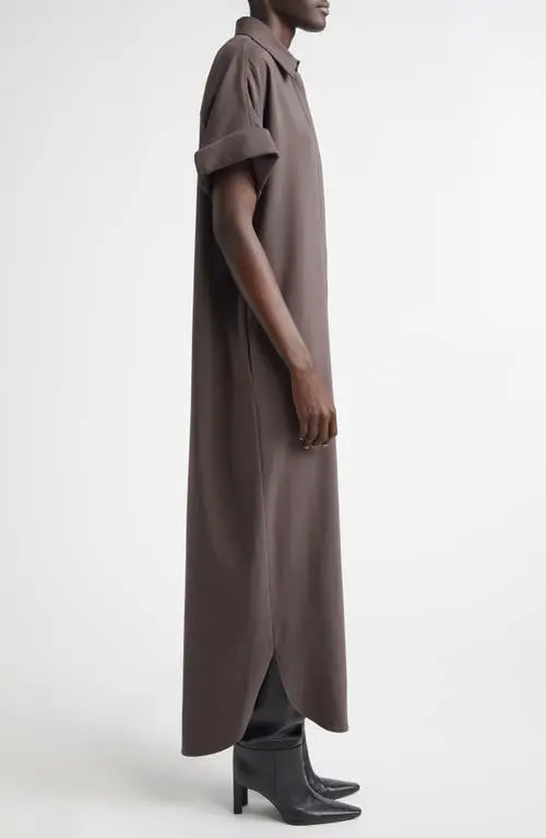 Brandon Maxwell The Emory Stretch Cotton Blend Shirtdress - Truffle
