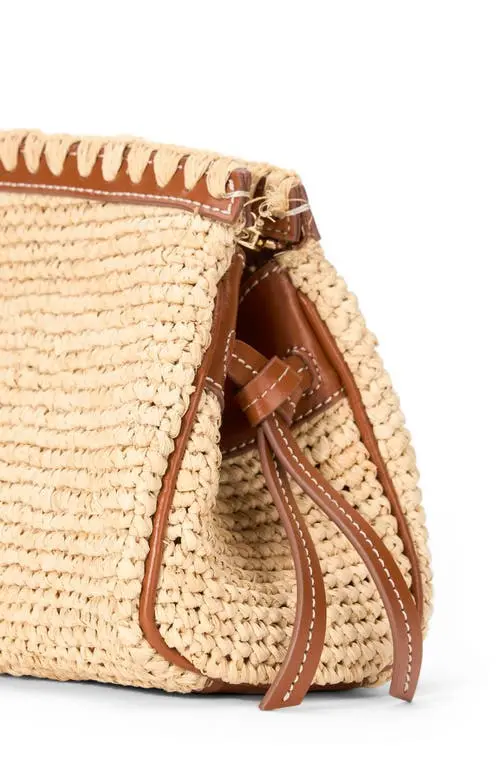 Staud Maude Convertible Raffia Clutch - Natural/tan