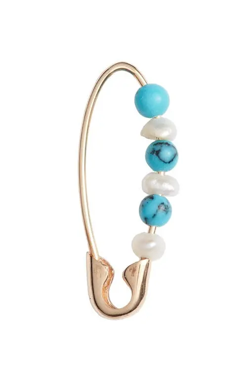 LOREN STEWART Friendship Safety Pin Earring - Gold/turquoise