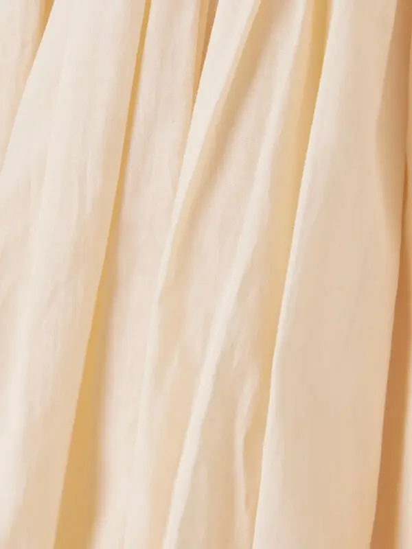 Khaite Durer Cropped Gathered Cotton-blend Poplin Blouse - Neutrals