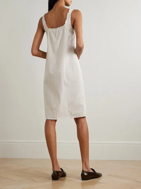 DEIJI STUDIOS Ruffled Striped Organic Cotton-poplin Dress