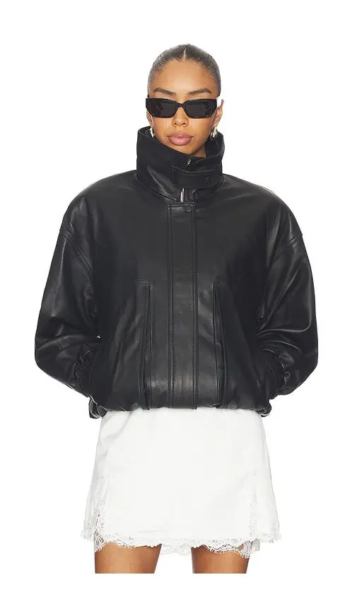 AEXAE Leather Collar Jacket