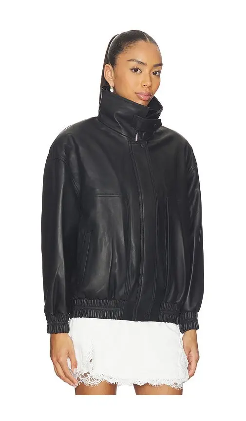 AEXAE Leather Collar Jacket