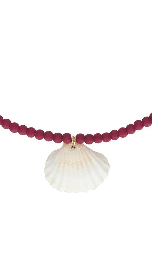 CASA CLARA Hallie Beaded Necklace With Seashell - Red