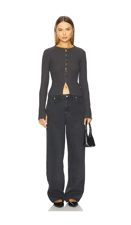 DR. DENIM Erica Ribbed Button-up Top