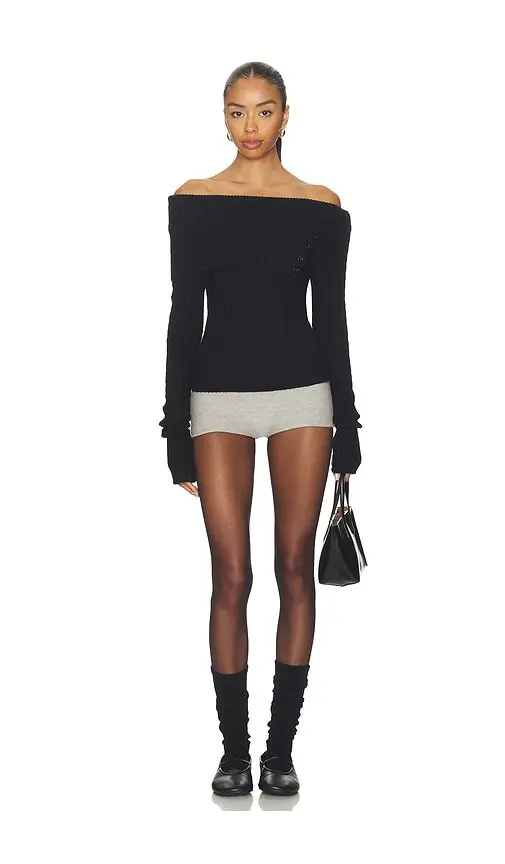 GUIZIO Draped Collar Knit Jumper