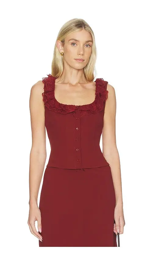 Astr The Label Sleeveless Top With Lace Trim