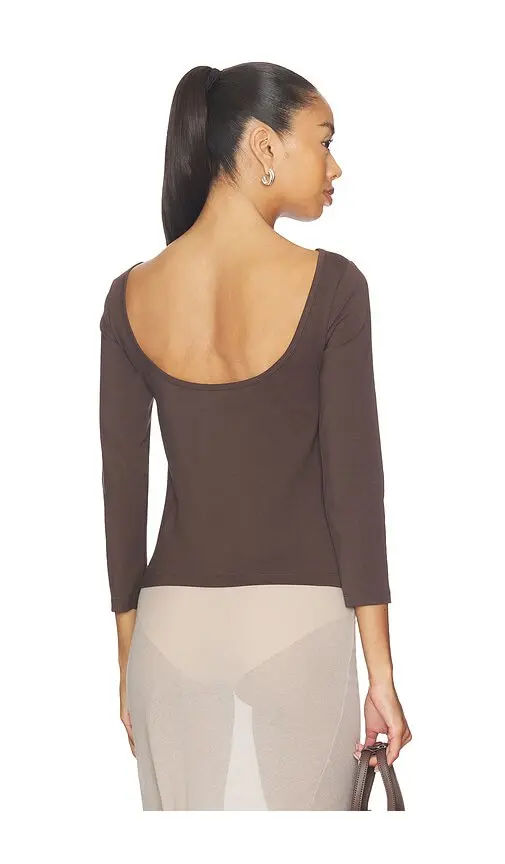 ST. AGNI Soft Jersey Ballerina Top - Brown