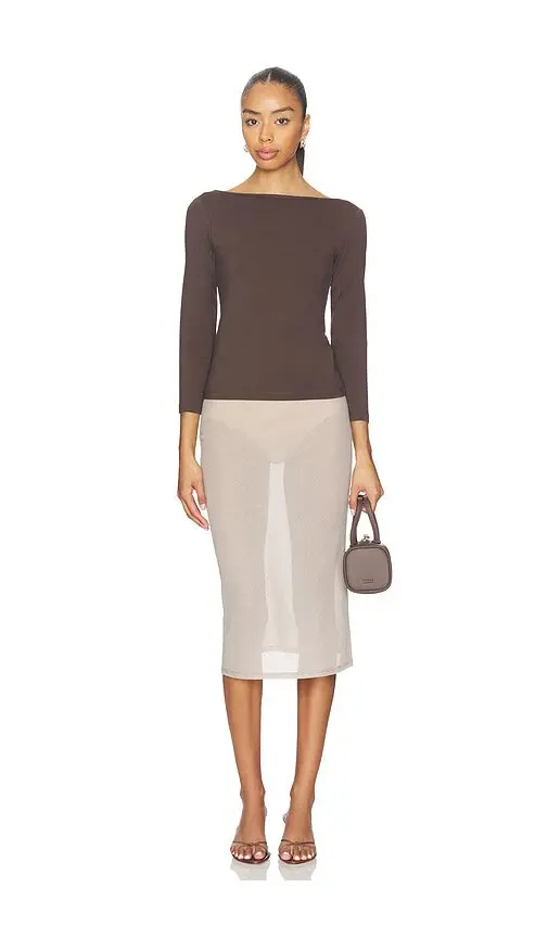 ST. AGNI Soft Jersey Ballerina Top - Brown