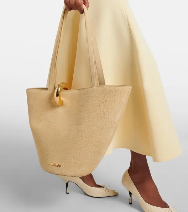 Jacquemus Le Bambola Croc-effect Suede Tote