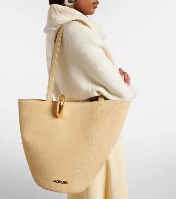 Jacquemus Le Bambola Croc-effect Suede Tote