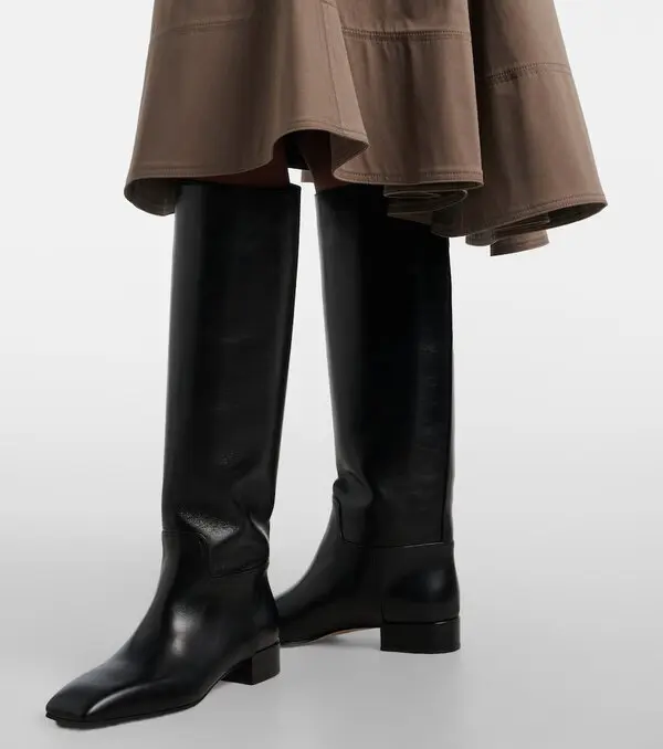 CHRISTEN Classic Square Leather Knee-high Boots