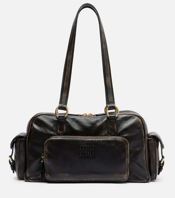 Miu Miu Pocket Leather Shoulder Bag