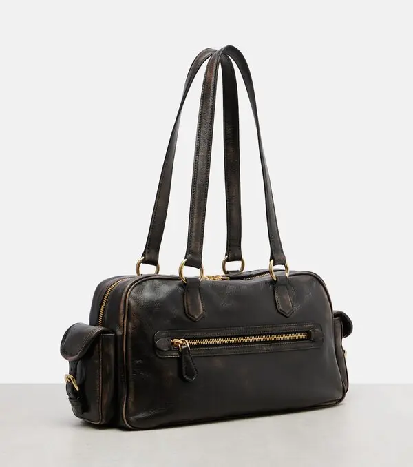 Miu Miu Pocket Leather Shoulder Bag - Brown