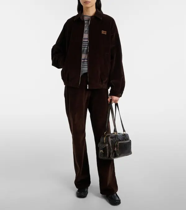Miu Miu Pocket Leather Shoulder Bag - Brown