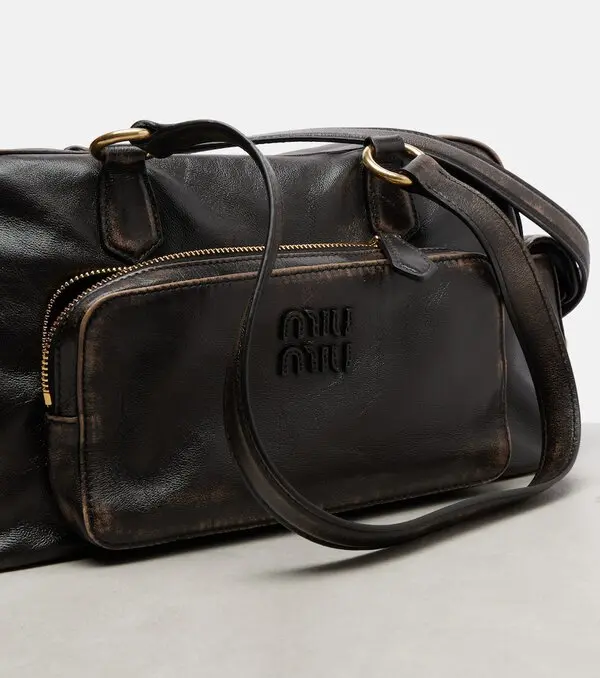 Miu Miu Pocket Leather Shoulder Bag - Brown