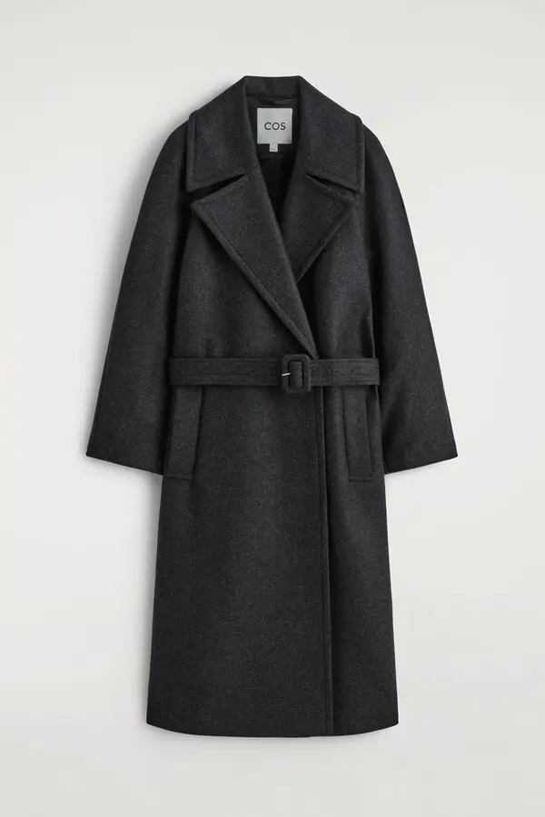 Cos Tailored Belted Wool-twill Coat - Gray