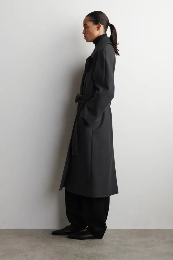 Cos Tailored Belted Wool-twill Coat - Gray