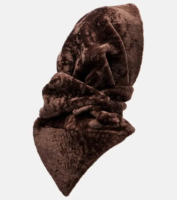 Nour Hammour Shearling Scarf - Brown