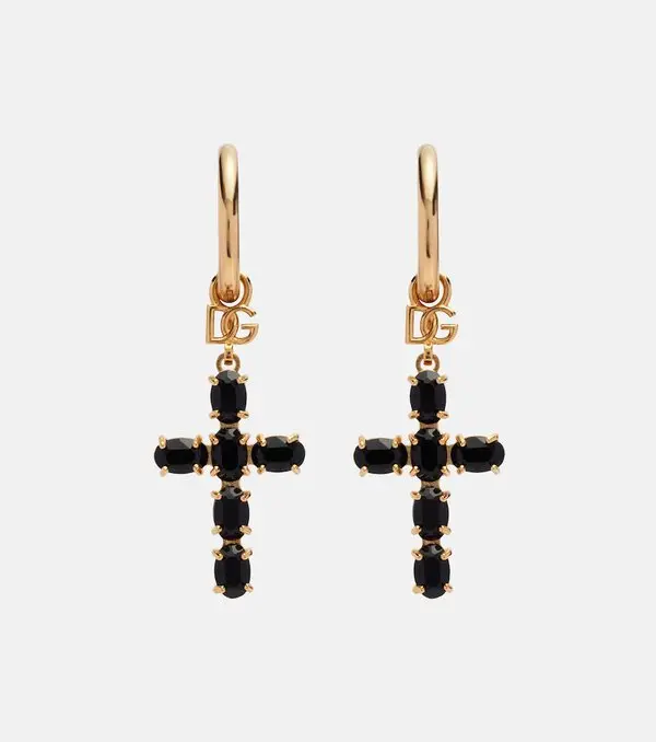 Dolce & Gabbana Crystal-embellished Drop Earrings - Black