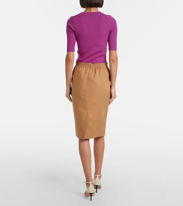 Chloé Cotton And Linen Gabardine Pencil Skirt