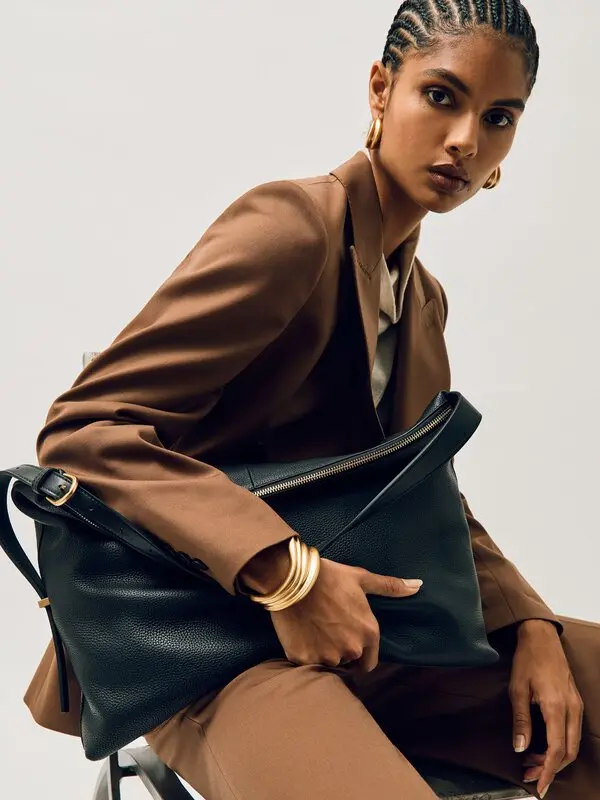REISS Grained Leather Vigo Tote Bag