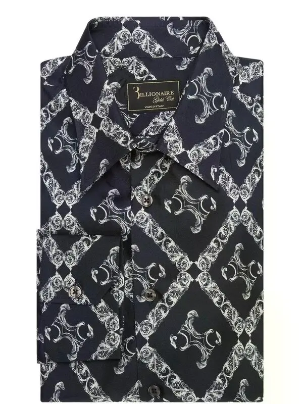 BILLIONAIRE Bb Monogram-print Shirt - Blue
