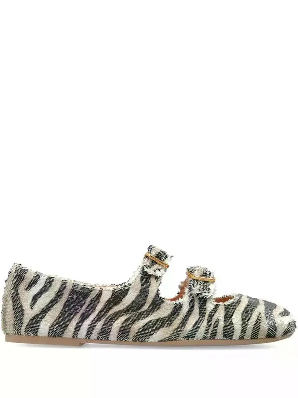 Agl Zebra-print Buckle Ballet Flats - Black