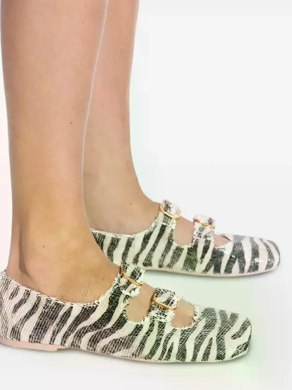 Agl Zebra-print Buckle Ballet Flats