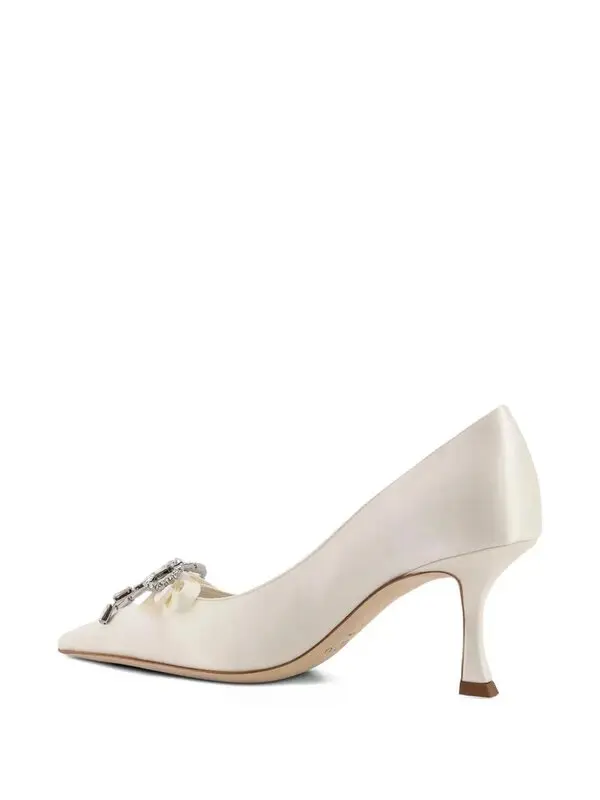 JIMMY CHOO Auria 70 Satin Pumps With Crystal Embellished Bow