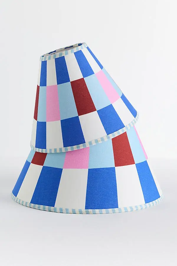 DAMSON MADDER Geometric Printed Empire Lamp Shade - Blue Stripe