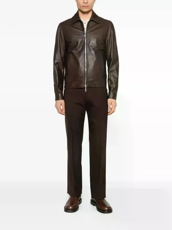 Tagliatore Jaxon Zip-up Leather Jacket - Brown