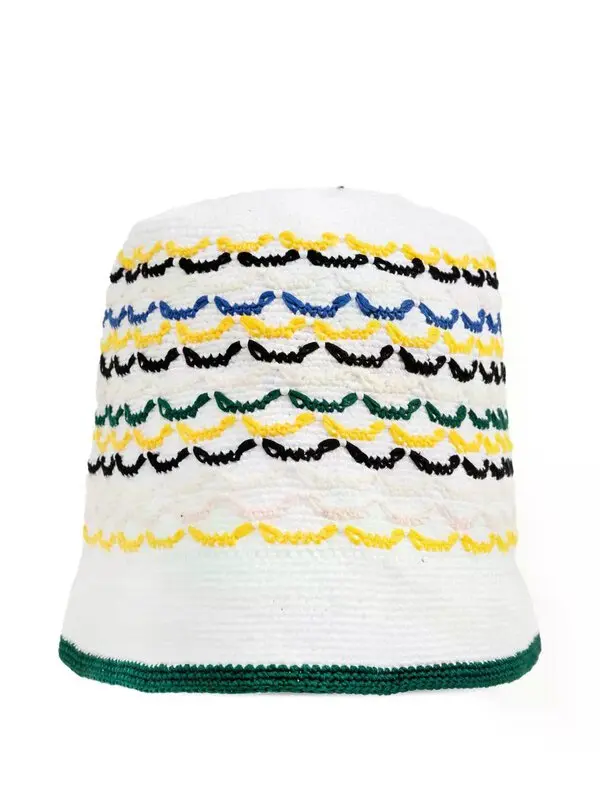 Casablanca STRIPED CROCHET HAT カサブランカ Casablanca Striped Crochet Hat - White | Editorialist