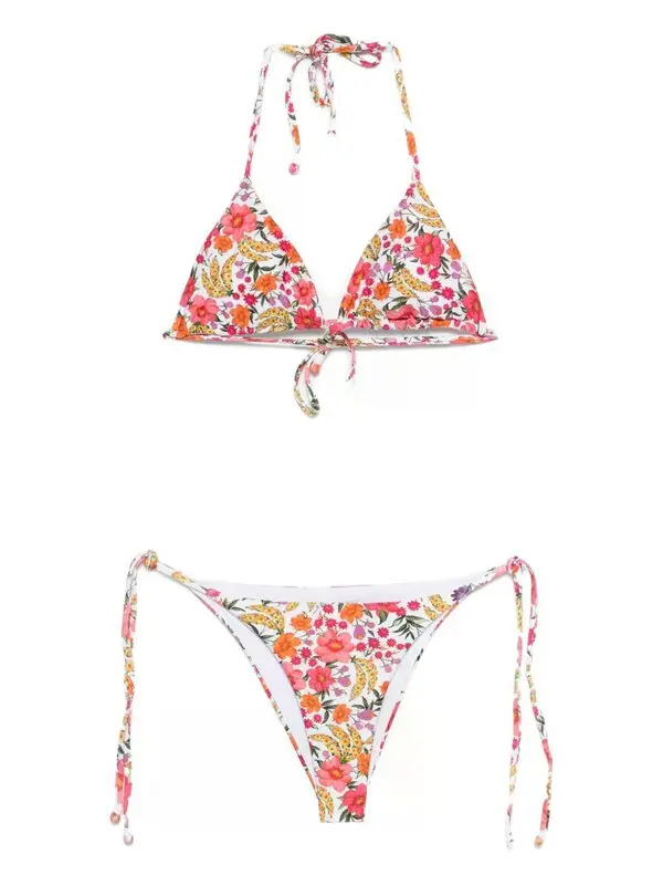 Farm Rio Floral Triangle Bikini - White