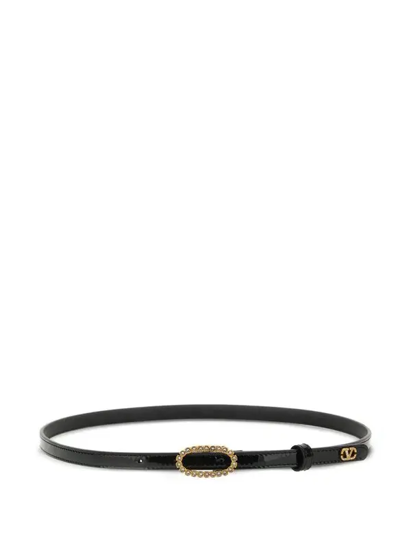 Valentino Garavani Embellished Logo Buckle Belt - Black