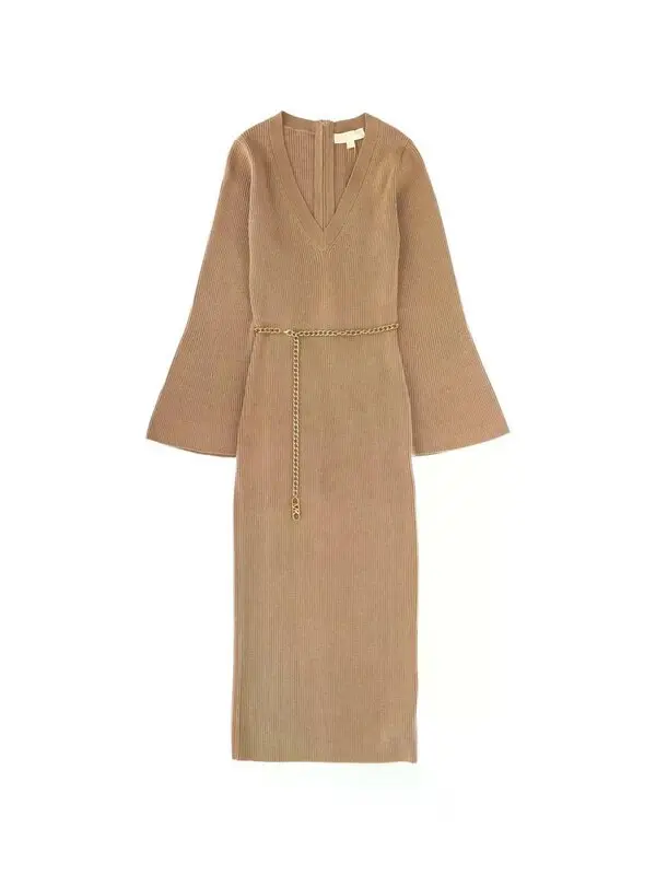 Michael Kors V-neck Maxi Dress With Chain Belt