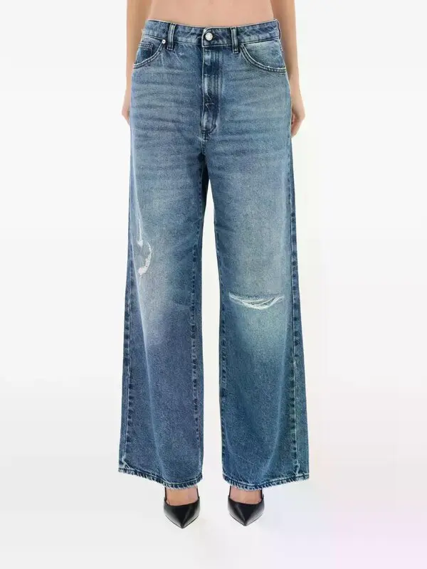 PT TORINO Ripped Wide Leg Jeans