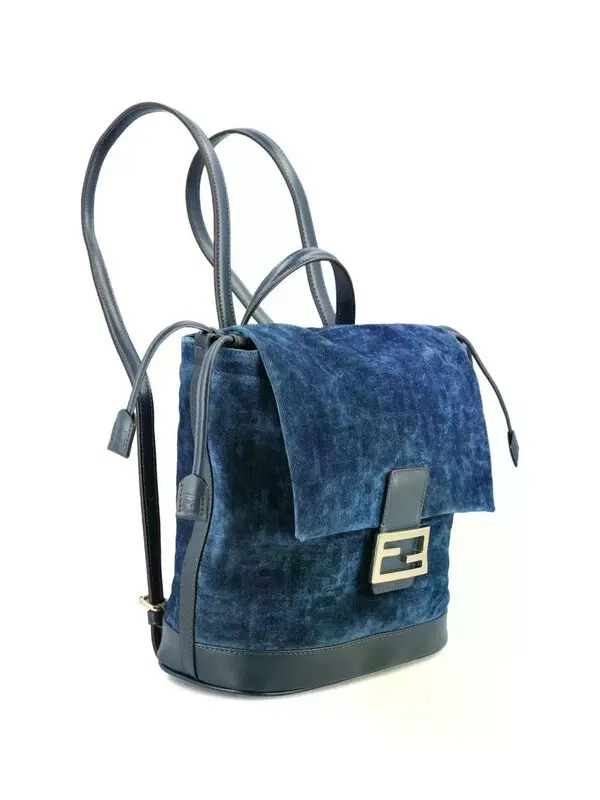 Fendi Logo-plaque Backpack - Blue