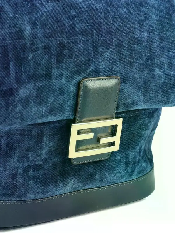 Fendi Logo-plaque Backpack - Blue