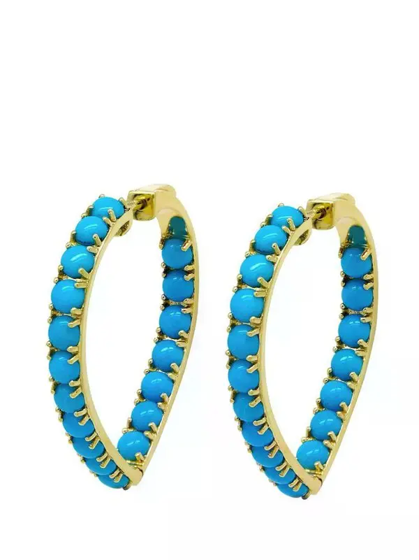 Goshwara 18k Yellow Turquoise Heart Hoop Earrings - Gold