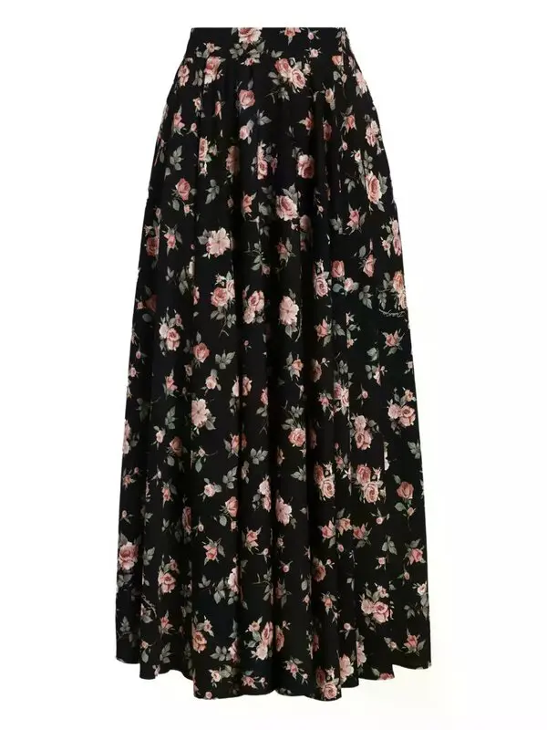 Dolce & Gabbana Floral-print Midi Skirt - Black