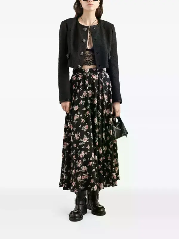 Dolce & Gabbana Floral-print Midi Skirt - Black