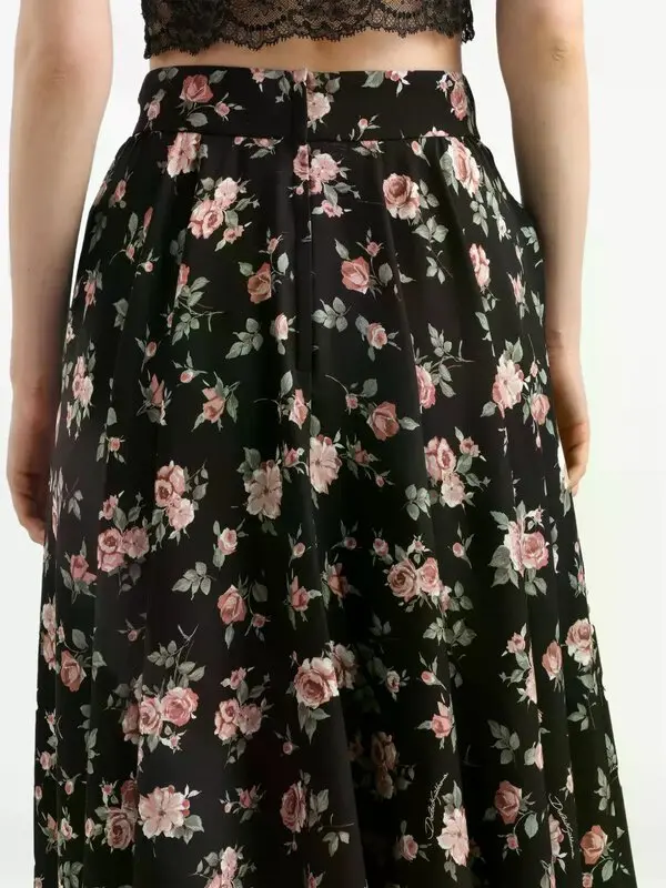 Dolce & Gabbana Floral-print Midi Skirt - Black