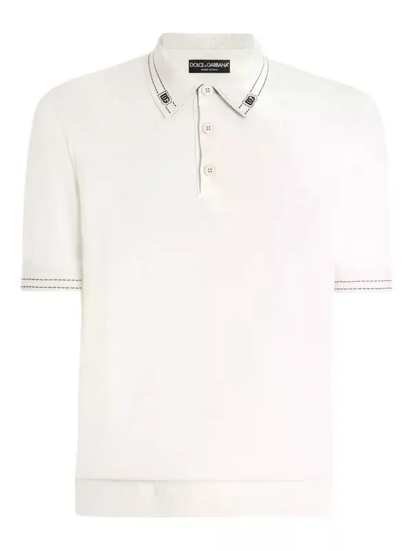 Dolce & Gabbana Logo-trim Polo Shirt - White