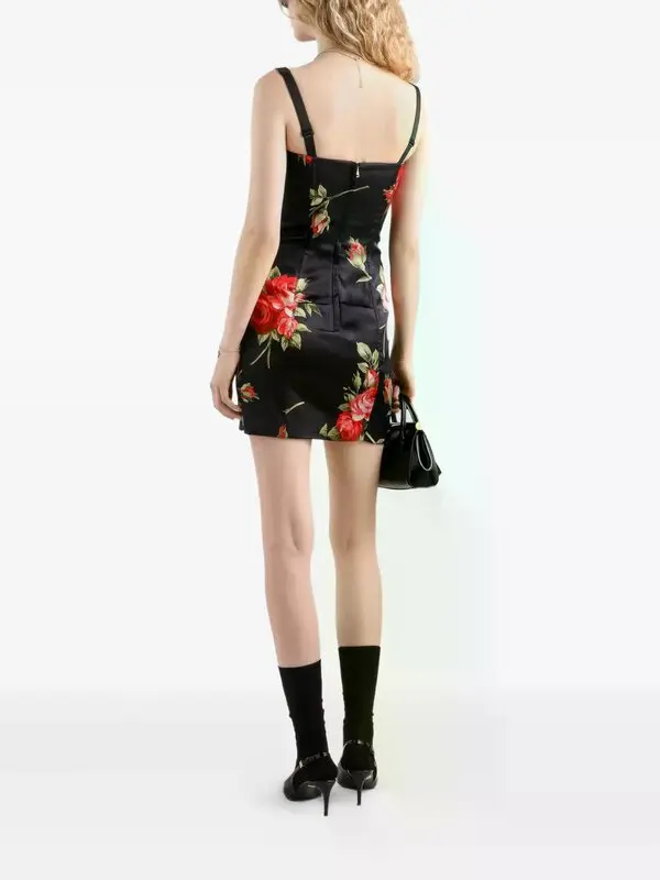 Dolce & Gabbana Floral Print Mini Dress - Black
