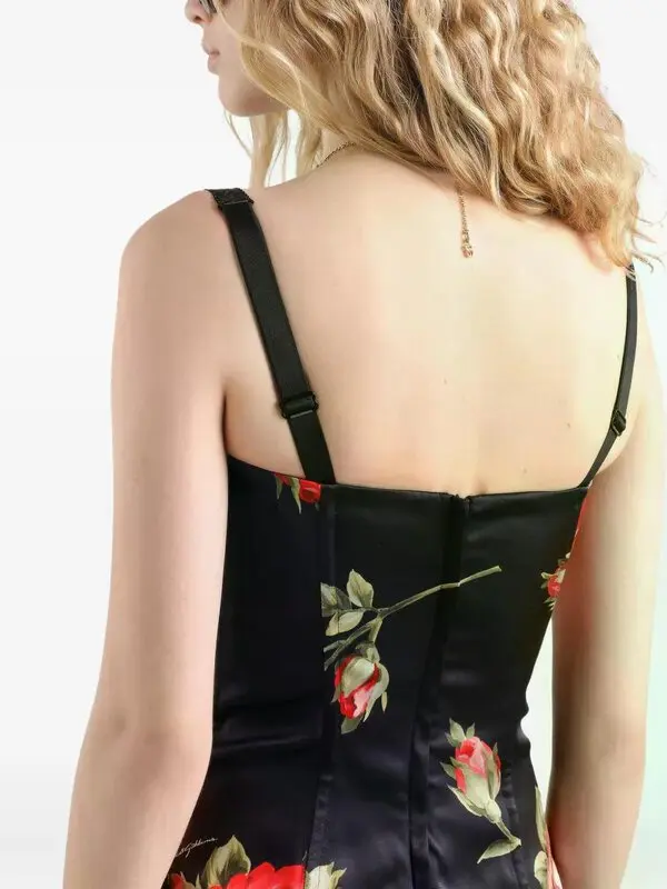 Dolce & Gabbana Floral Print Mini Dress - Black