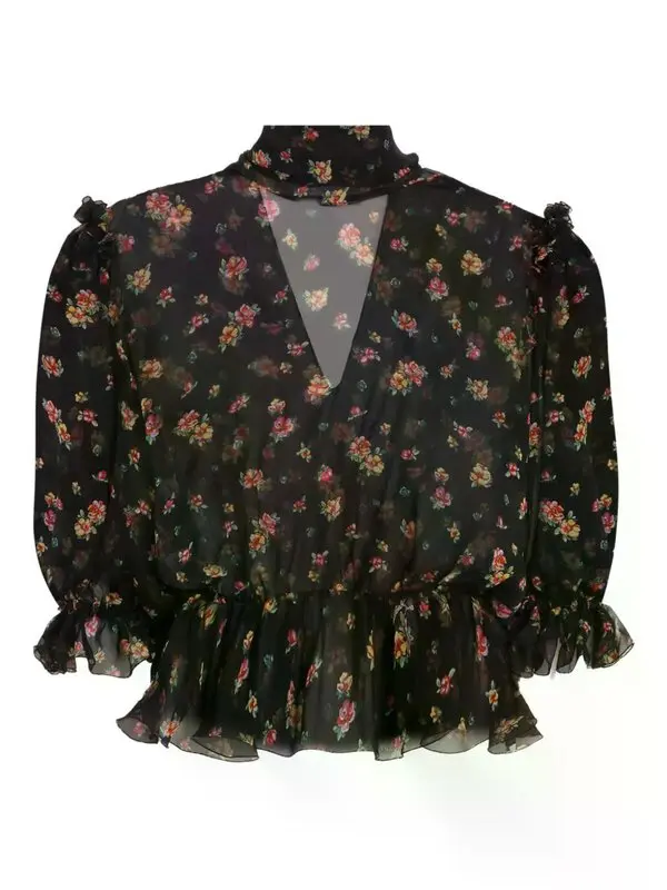 Dolce & Gabbana Floral Print Blouse With Ruffled Details